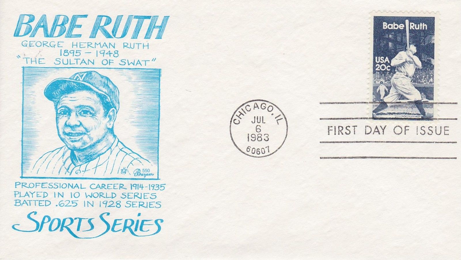 Baseball Stamps & Postmarks: Babe Ruth - 1983