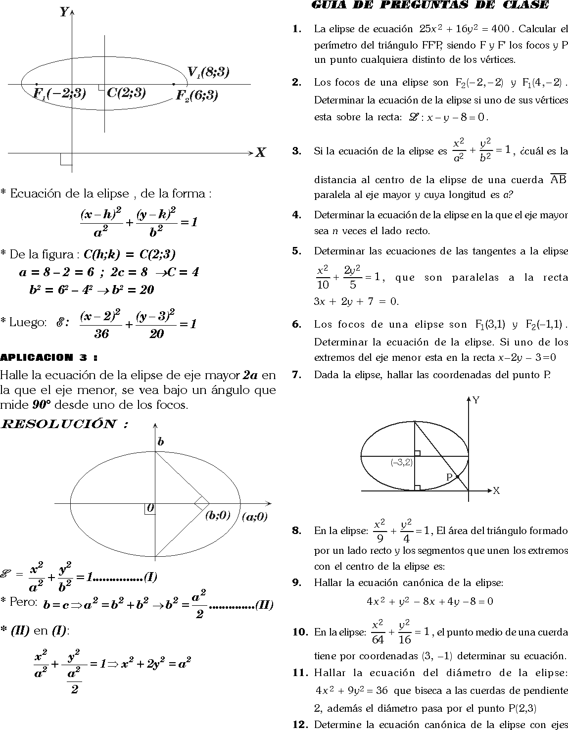 ELIPSE EJERCICIOS RESUELTOS PDF