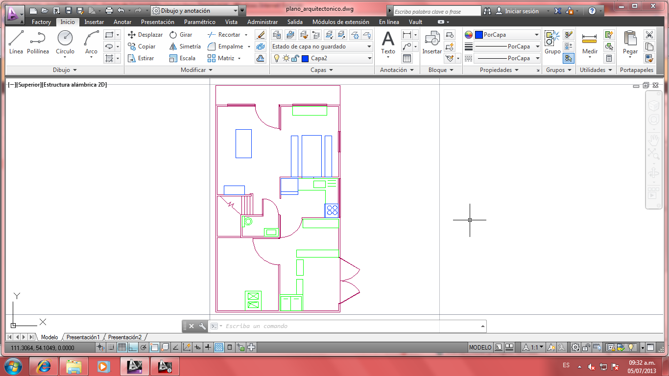 dibujo para ingenieria: Plano arquitectonico (Autocad)