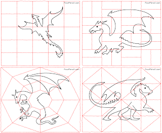 Four grid: Free printable Dragon grid line drawing worksheet/activity ...