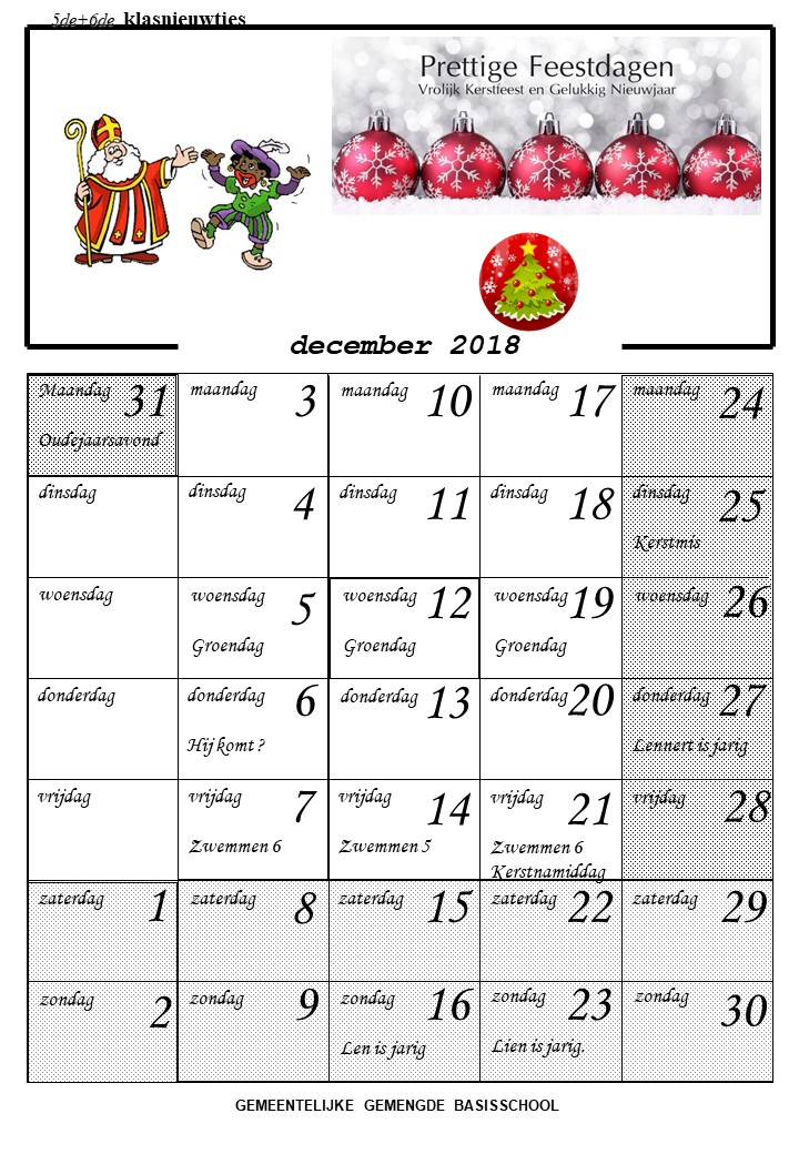 Het Klimtouw: Kalender december : 3de graad