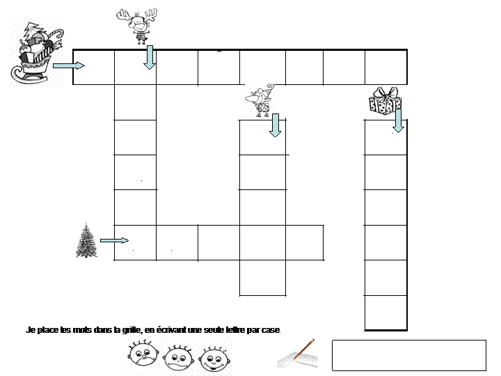 Maternelle: Mots fléchés de Noël