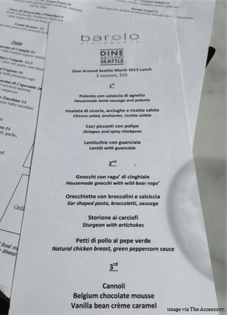 The Accessory: Dine Around Seattle | Barolo Ristorante