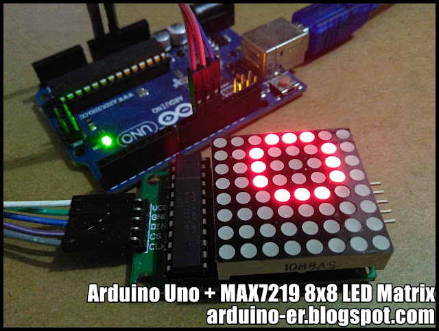 Arduino-er: Arduino Uno + MAX7219 8x8 LED Matrix via SPI, using LedControl Library