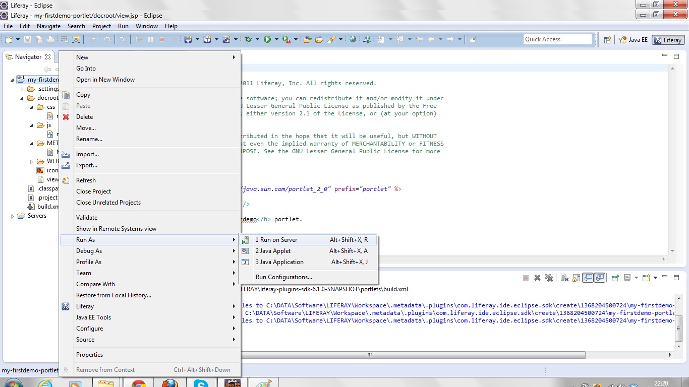 Shri S Blog How To Create Portlet In Liferay Using Eclipse