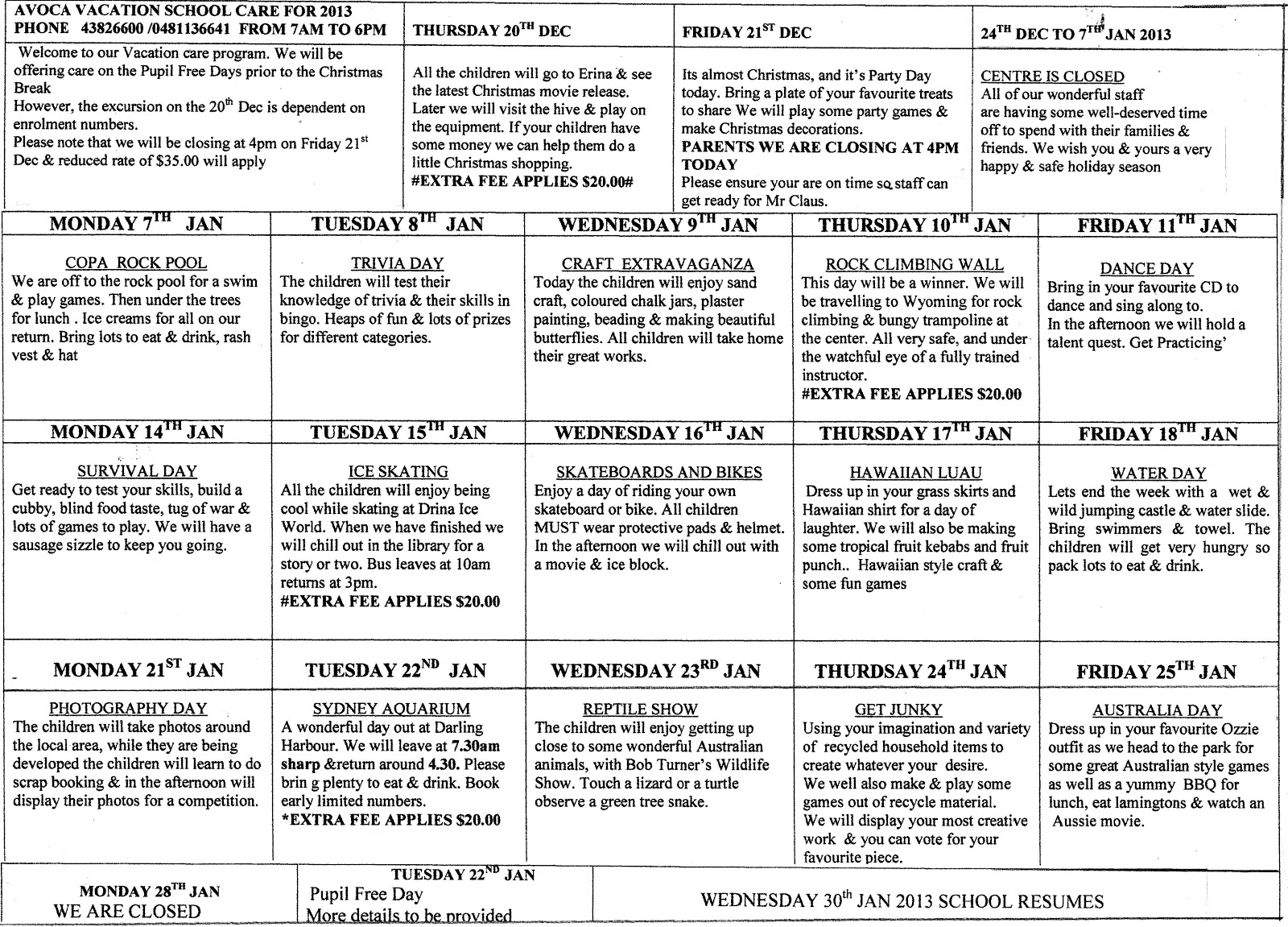 Avoca Before- and After School Care trading as COAST OOSH: Summer Holiday Program
