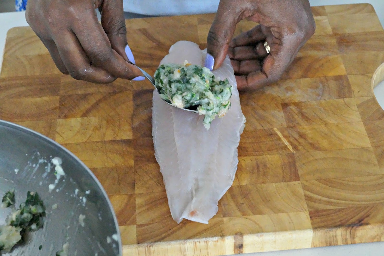 Basa Fillets Stuffed with Kalalu (Green) and Prawns Serve with Warm ...