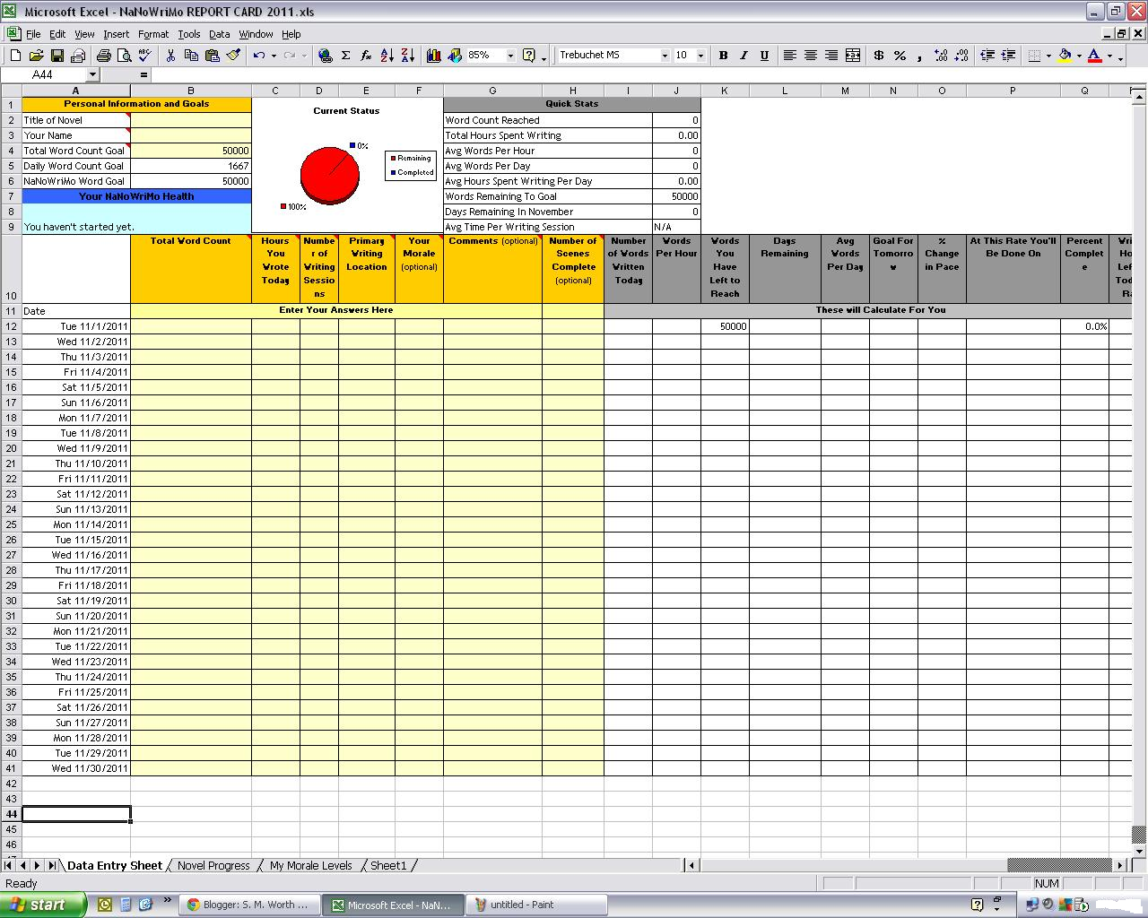 S. M. Worth: NaNoWriMo Report Card