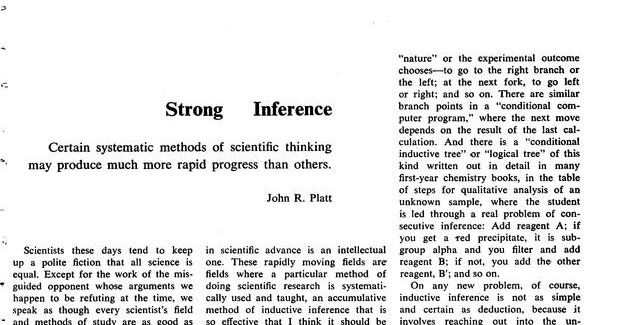 Data Deluge: Strong Inference -- John R. Platt 1964