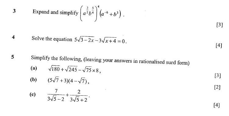 O Level A Maths Logs and Surds