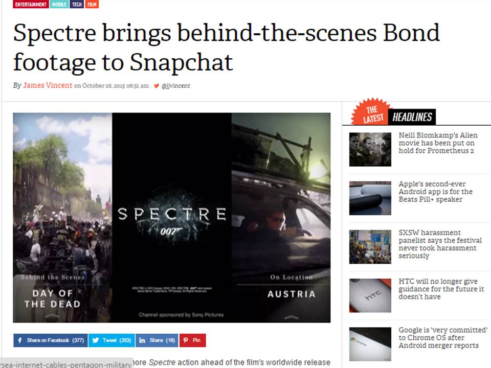 FILM INDUSTRY: Spectre: Marketing campaign