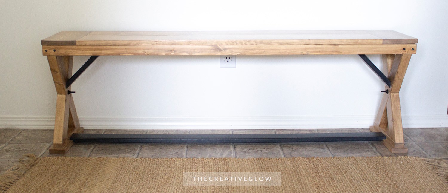 DIY Farmhouse "X" Bench With Breadboard Style Top | The Creative Glow ...