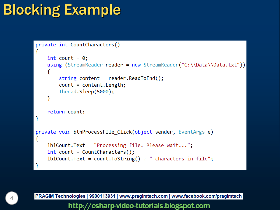 Sql server, .net and c# video tutorial: Async and await in c# example Sql server, .net and c# video tutorial: Async and await in c# example