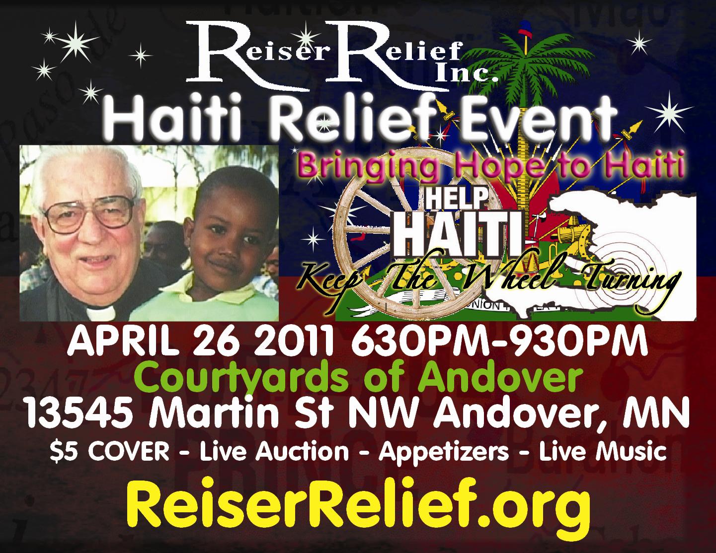 Reiser Relief Inc.: Haiti Relief Event April 26 2011 - Andover, MN by ...