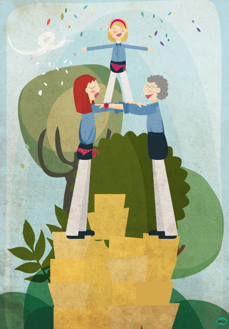 vireta: la familia de los castells, ilustración personalizada