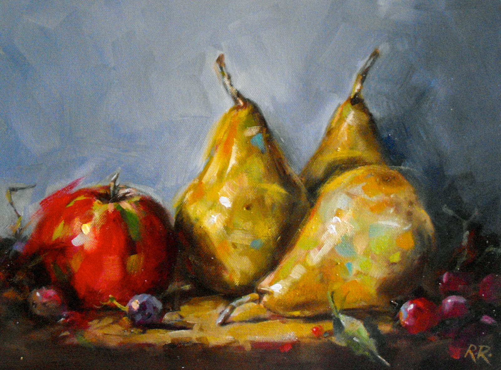 Roger Roberts Art: Apple with 3 pears.