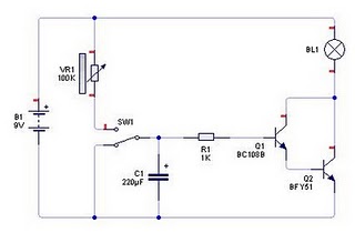 Swith For diagram: Transistor As a timer circuit