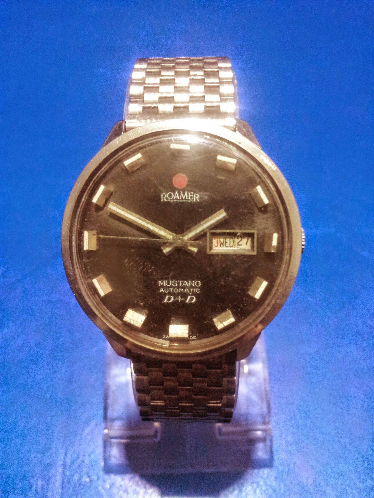 silvium antiques: Vintage roamer mustang automatic Mens Watch,Day Date