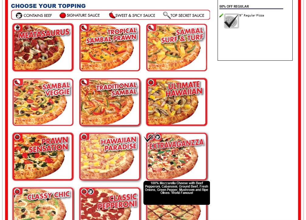 dominos toppings list