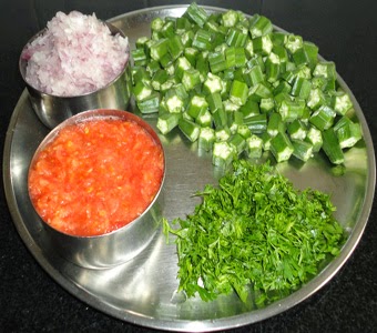 Vidyas Veg Recipes: Kadai bhindi recipe - How to make kadai bhindi