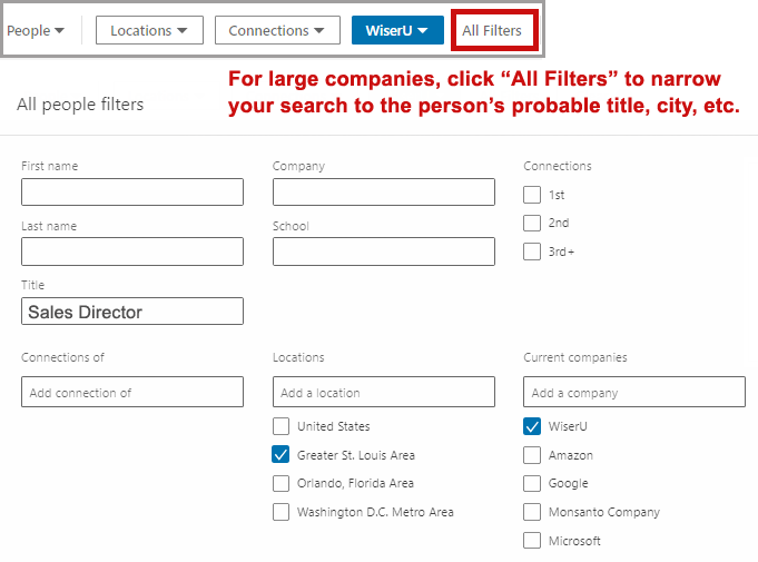LinkedIn All Filters