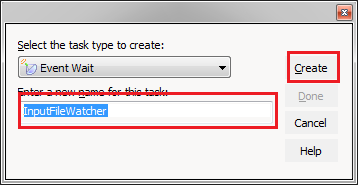 3. Select Event Wait Task for the task type.