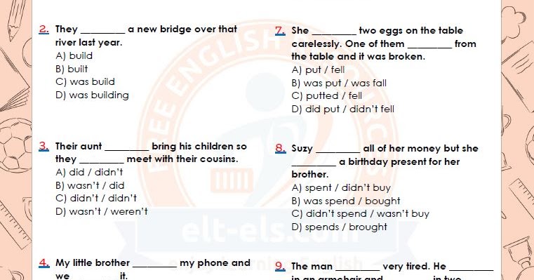 The simple past tense multiple choice test | www.elt-els.com