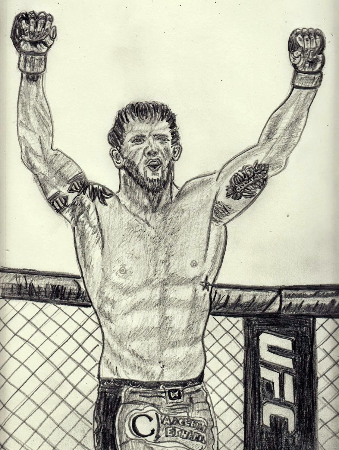 MMA Cartoon: Ryan Bader pencil drawing