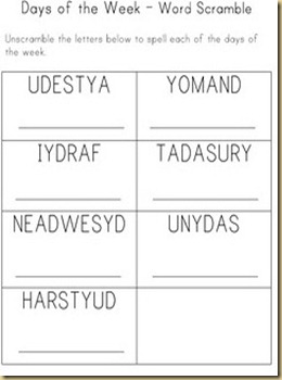 O mundo colorido: Dias da semana (Days of the week) Atividades