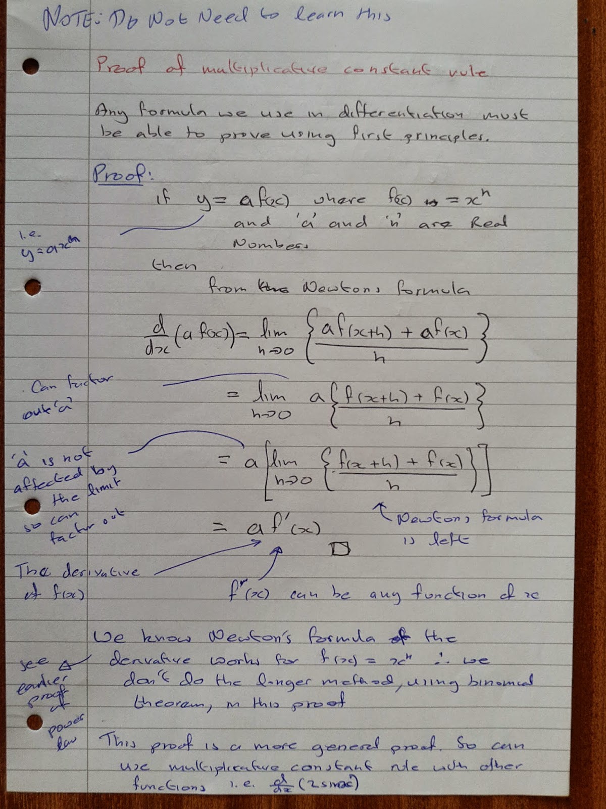 A Level Maths Notes: AS Differentiation: Proof of multiplicative ...