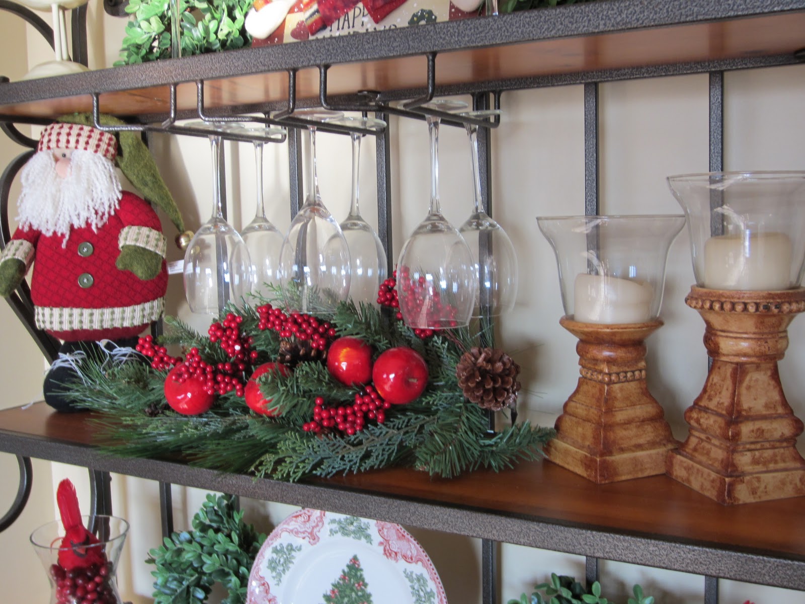 Baker's Rack Decorated for Christmas - Calypso in the Country