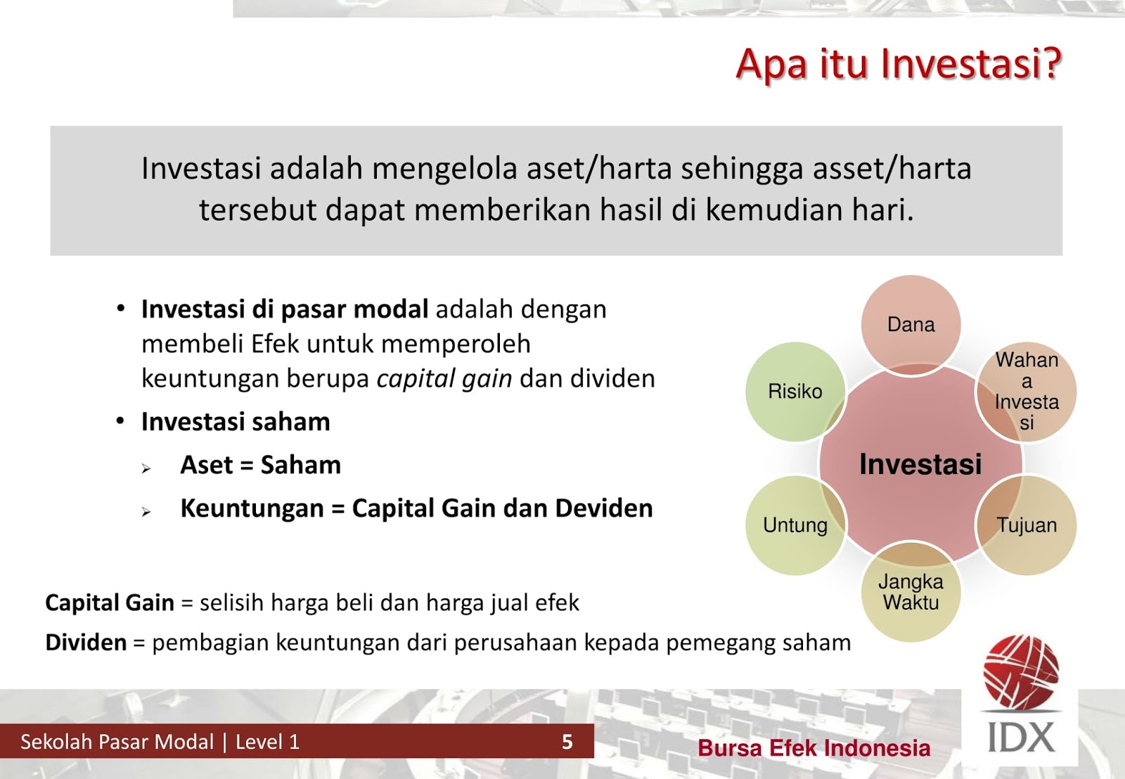 Investasi di Pasar Modal SPM Level 1 Bab I ~ Pengetahuan Investasi