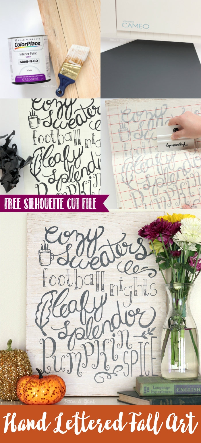 PitterAndGlink: Make Easy Hand Lettered Fall Wall Art with Free Cut File
