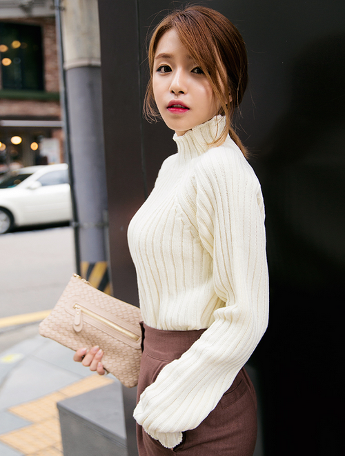 [Chuu] Ribbed Turtle Neck Sweater | KSTYLICK - Latest Korean Fashion ...