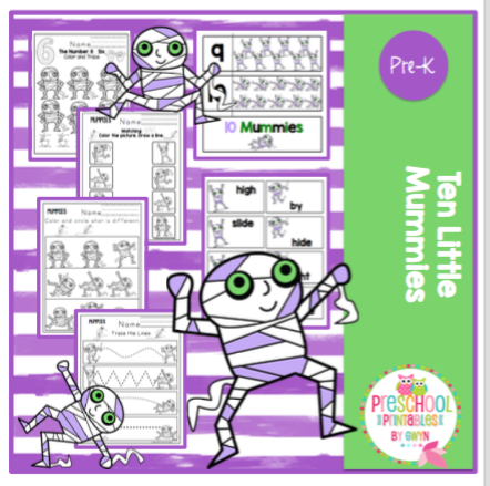 Ten Little Mummies ~ Preschool Printables