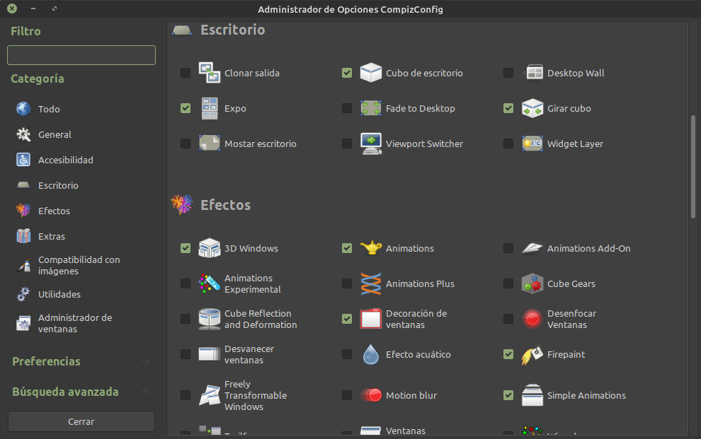 Configurar Compiz Fusión en Linux Mint 20 ~ Linuxeros