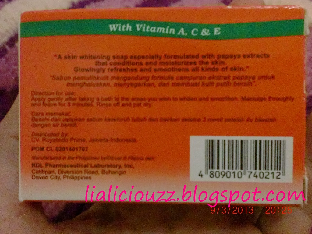 lia herawati's blog: RDL Papaya Whitening Soap