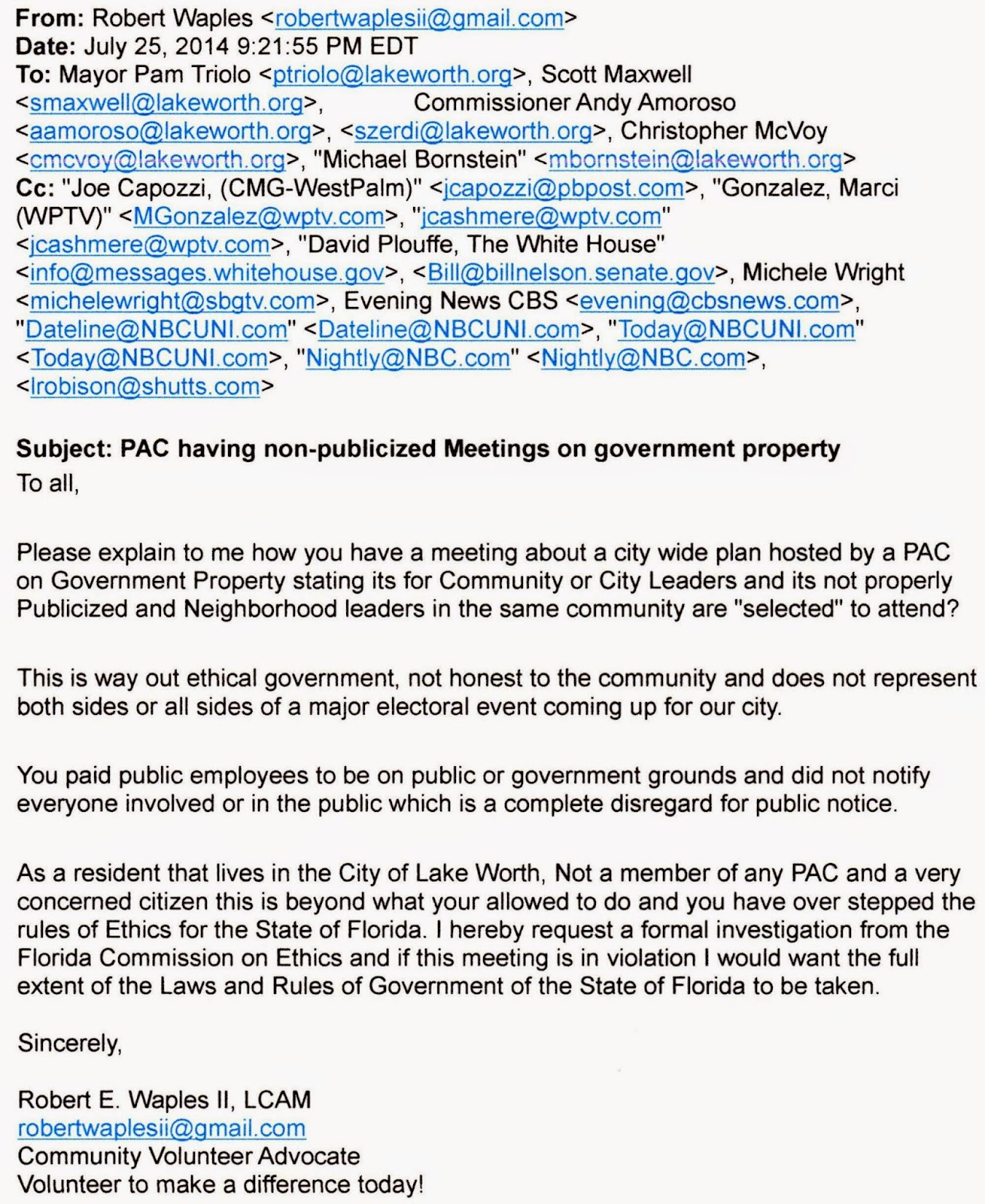 Lake Worth Beach City Limits: An earlier email from Mr. Waples that ...