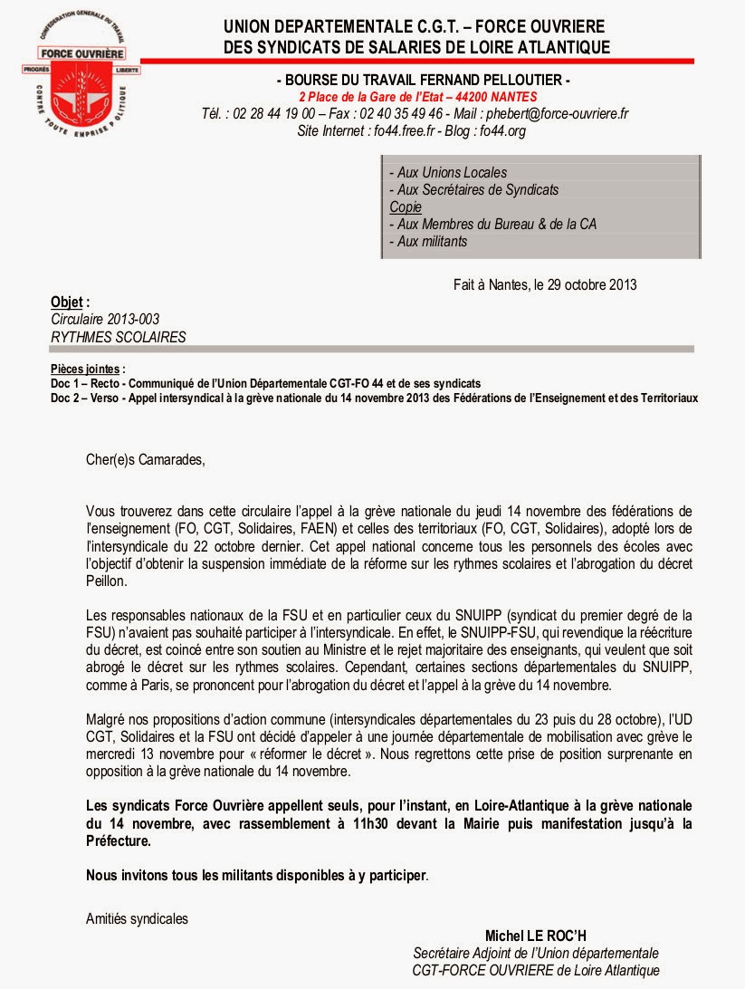 FO - Loire Atlantique: RYTHMES SCOLAIRES : APPEL À LA GRÈVE NATIONALE ... FO - Loire Atlantique: RYTHMES SCOLAIRES : APPEL À LA GRÈVE NATIONALE ...