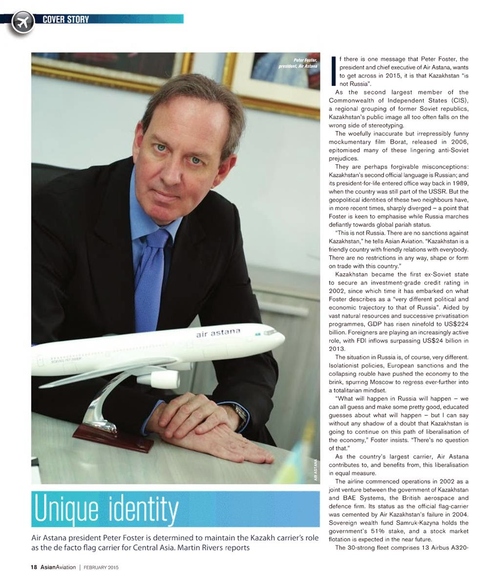 Martin Leo Rivers: Interview: Peter Foster, Air Astana CEO