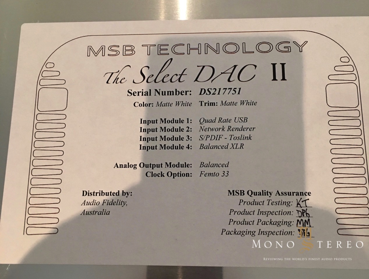 MSB Select DAC II impact/letter – M & S | Ultimate High-Fidelity