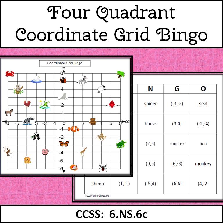Simone's Math Resources: 4 Quadrant Coordinate Grid Bingo