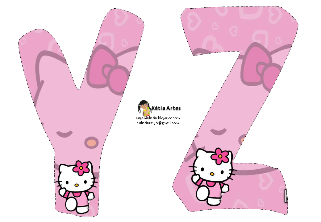 Alfabeto de Hello Kitty en fondo rosa. - Oh my Alfabetos!