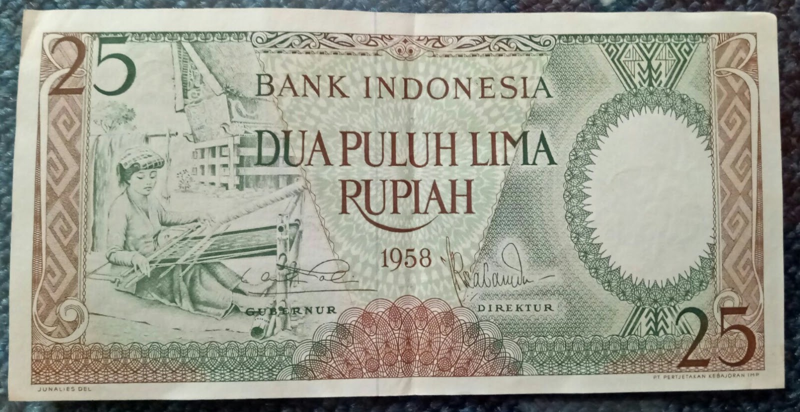 Uang Kuno 25 Rupiah 1958 Seri Pekerja