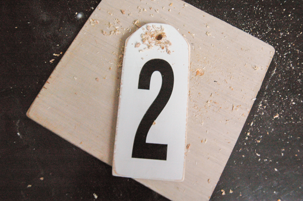 Plywood Scraps Turned Distressed Number Tags | Little House of Four ...