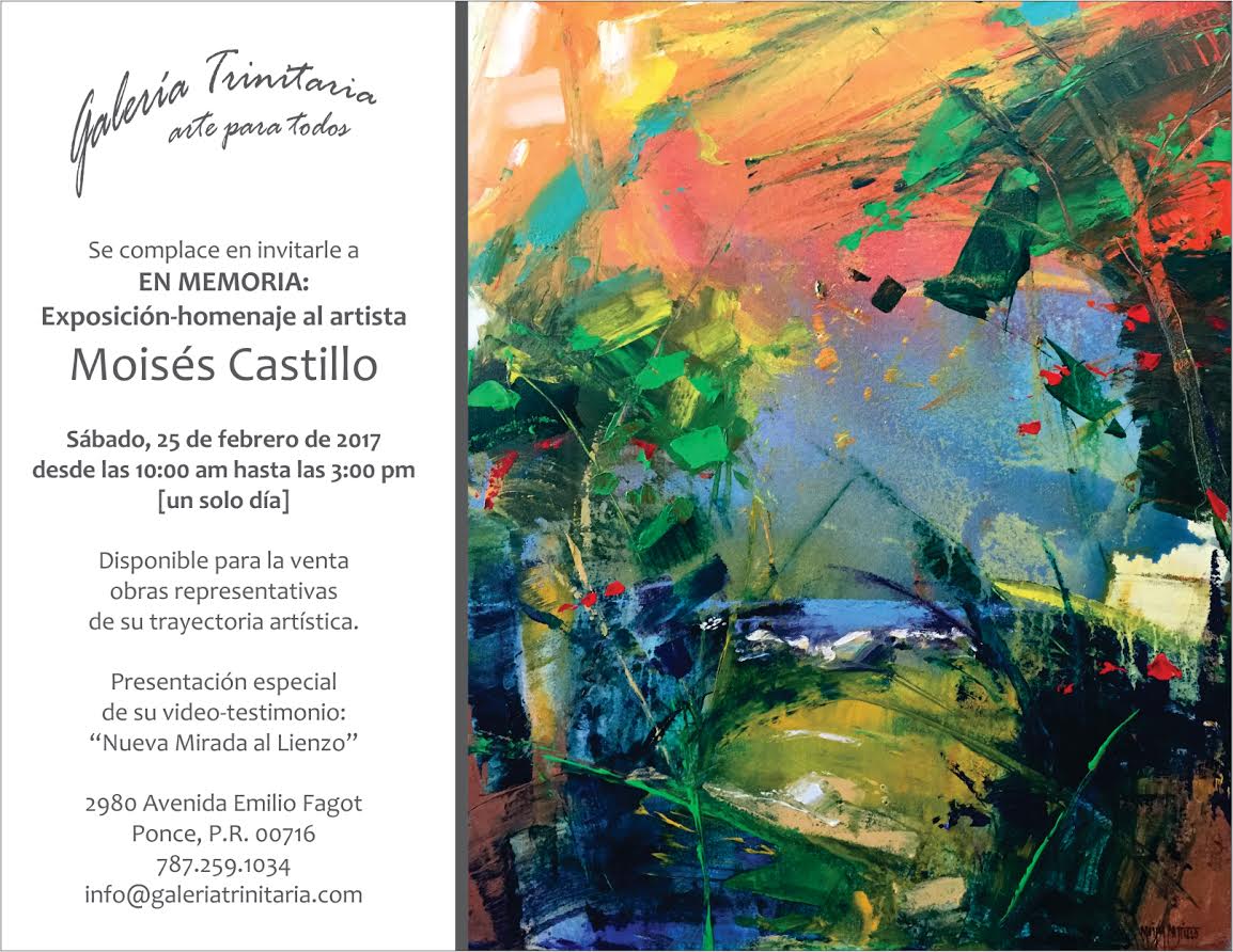 “En Memoria” exposición-homenaje a Moisés Castillo en la Galería Trinitaria de Ponce