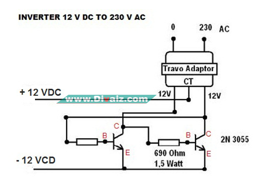 (TUTORIAL) Contoh Skema Rangkaian Inverter Untuk Merubah 12 Volt DC ke ...
