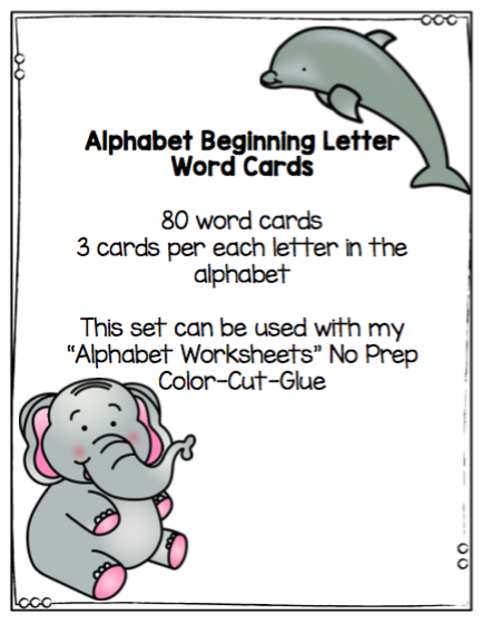 Alphabet Beginning Letter Word Cards ~ Preschool Printables