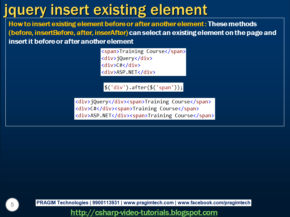 Sql Server Net And C Video Tutorial Jquery Insert Element Before And After 8588
