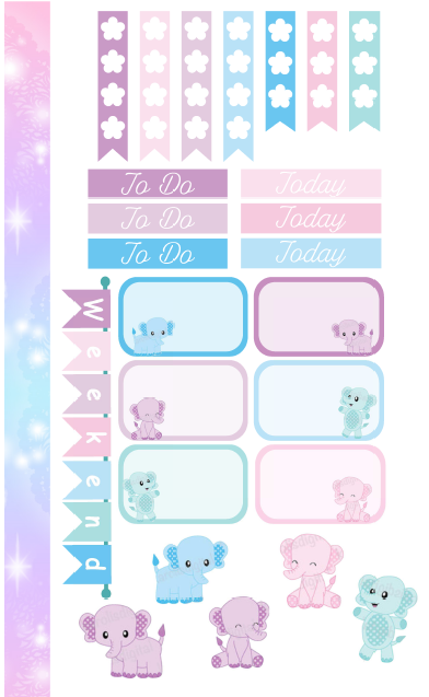 Dodo Charms: Cute Elephant planner sticker kit